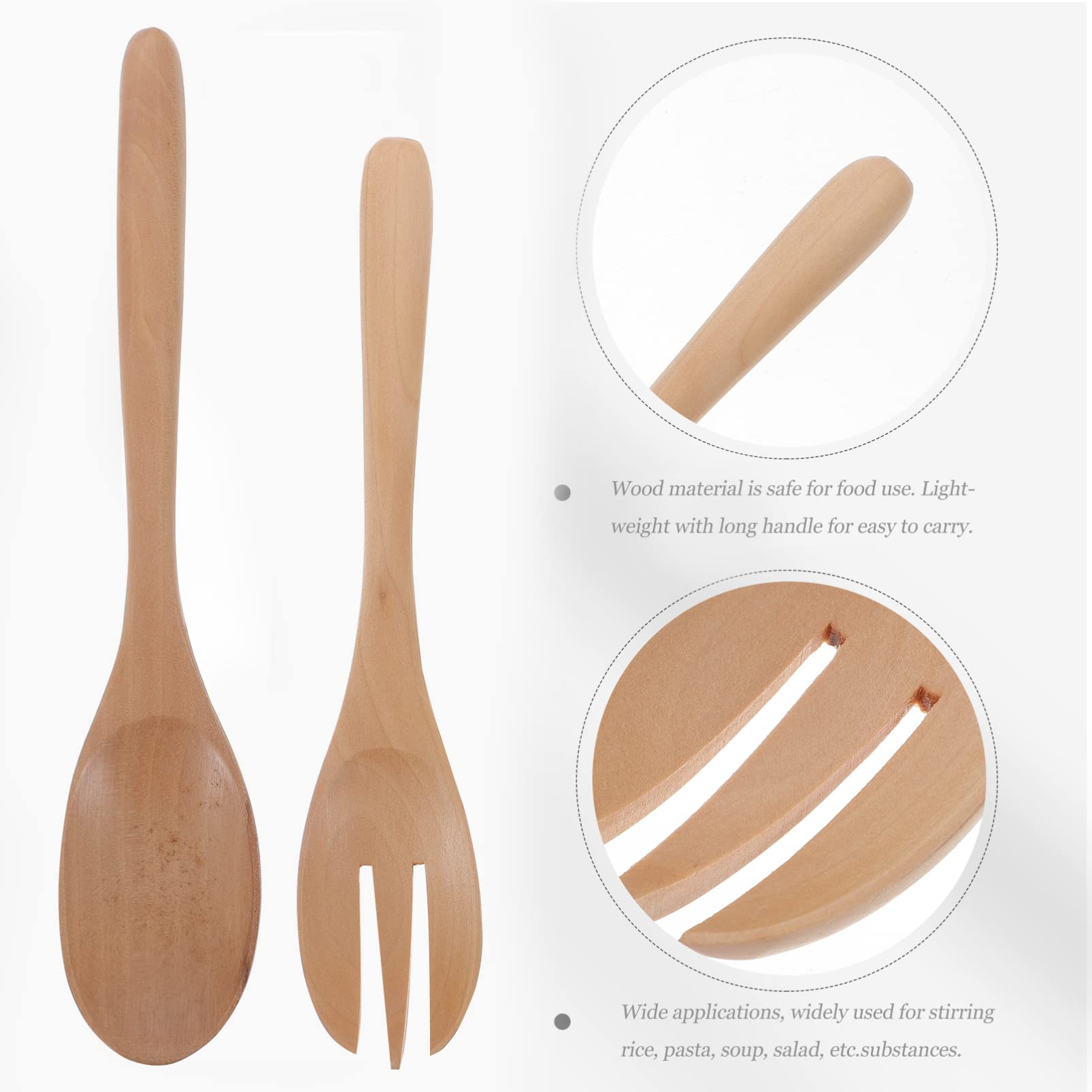 DOITOOL 1 Set 2pcs Salad Wooden Spoon Handy Wooden Utensils for Eating Salad Spoon Stirring Pasta Mixing Spoons Silverware Spoons Wooden Salad Bamboo Salad Hands Salad Woo Tableware Snack