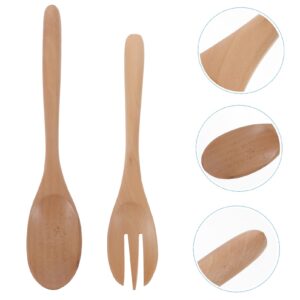 DOITOOL 1 Set 2pcs Salad Wooden Spoon Handy Wooden Utensils for Eating Salad Spoon Stirring Pasta Mixing Spoons Silverware Spoons Wooden Salad Bamboo Salad Hands Salad Woo Tableware Snack