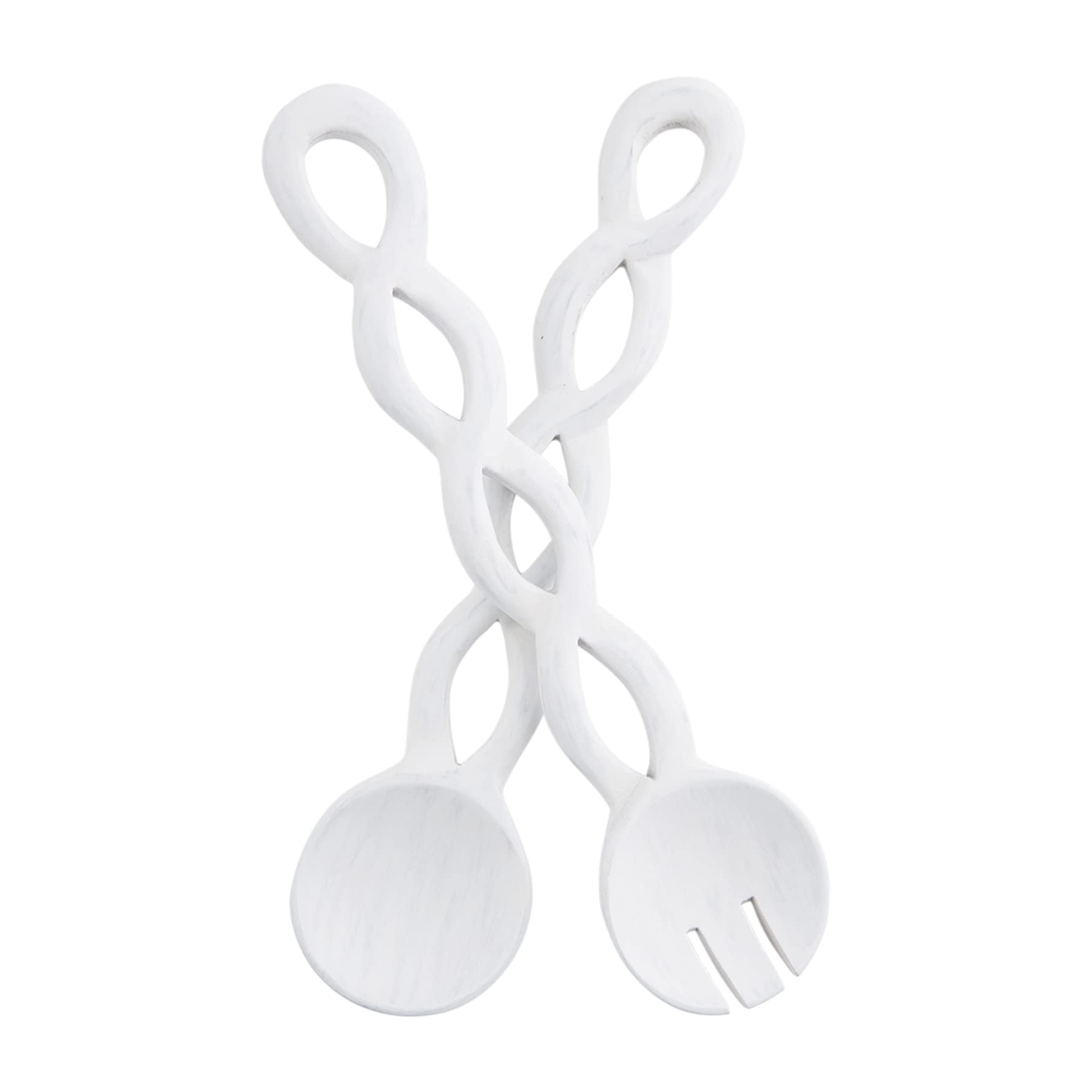 Mud Pie, White, Twisted Wood Server Set, 12"