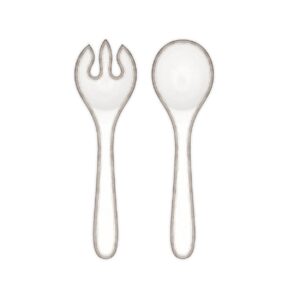 le cadeaux melamine rustica antique white salad servers, 13.75