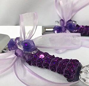 Purple Cake Knife & Server Set Bow Design For Wedding All Occasion