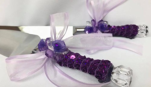 Purple Cake Knife & Server Set Bow Design For Wedding All Occasion