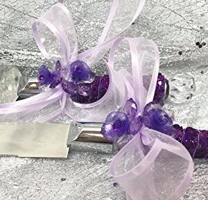 Purple Cake Knife & Server Set Bow Design For Wedding All Occasion