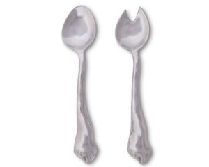 arthur court modern aluminum salad serving spoon and salad serving fork, salad servers set carmel collection 11 inch long