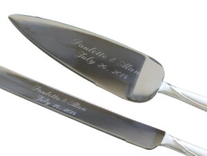 personalized engraved cake server set - engraving on both