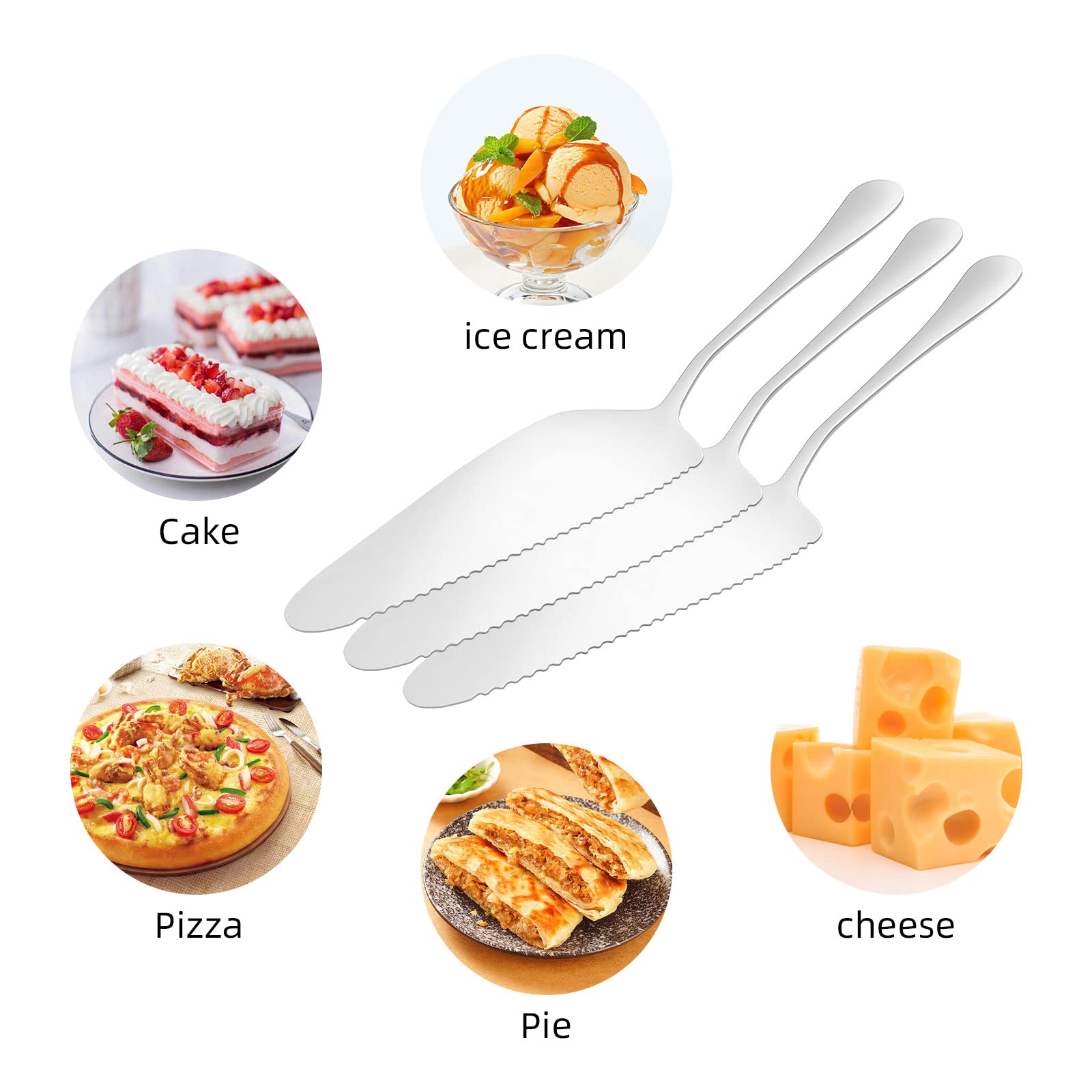 YEKUYEKU 6 Pieces Cake Slice, Cake Server, Silver Cake Knife, Stainless Steel Cake Slicer, Cake Cutter with Serrated Edges, Cake Pizza Pie Server for Kitchen, Party and Wedding