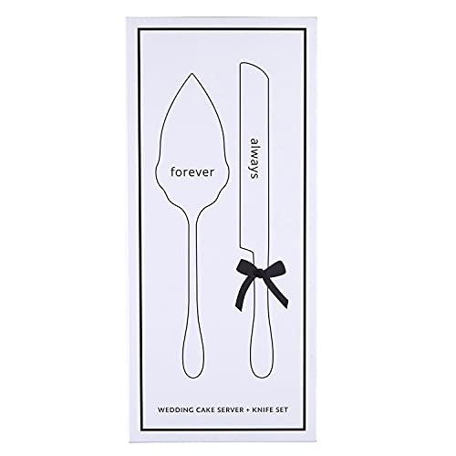 Santa Barbara Design Studio Wedding Stainless Steel Cake Server and Knife Gift Set, 2-Piece, Forever & Always