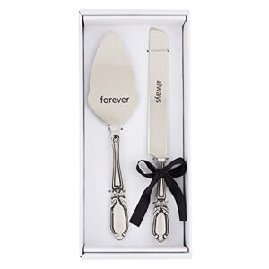 Santa Barbara Design Studio Wedding Stainless Steel Cake Server and Knife Gift Set, 2-Piece, Forever & Always