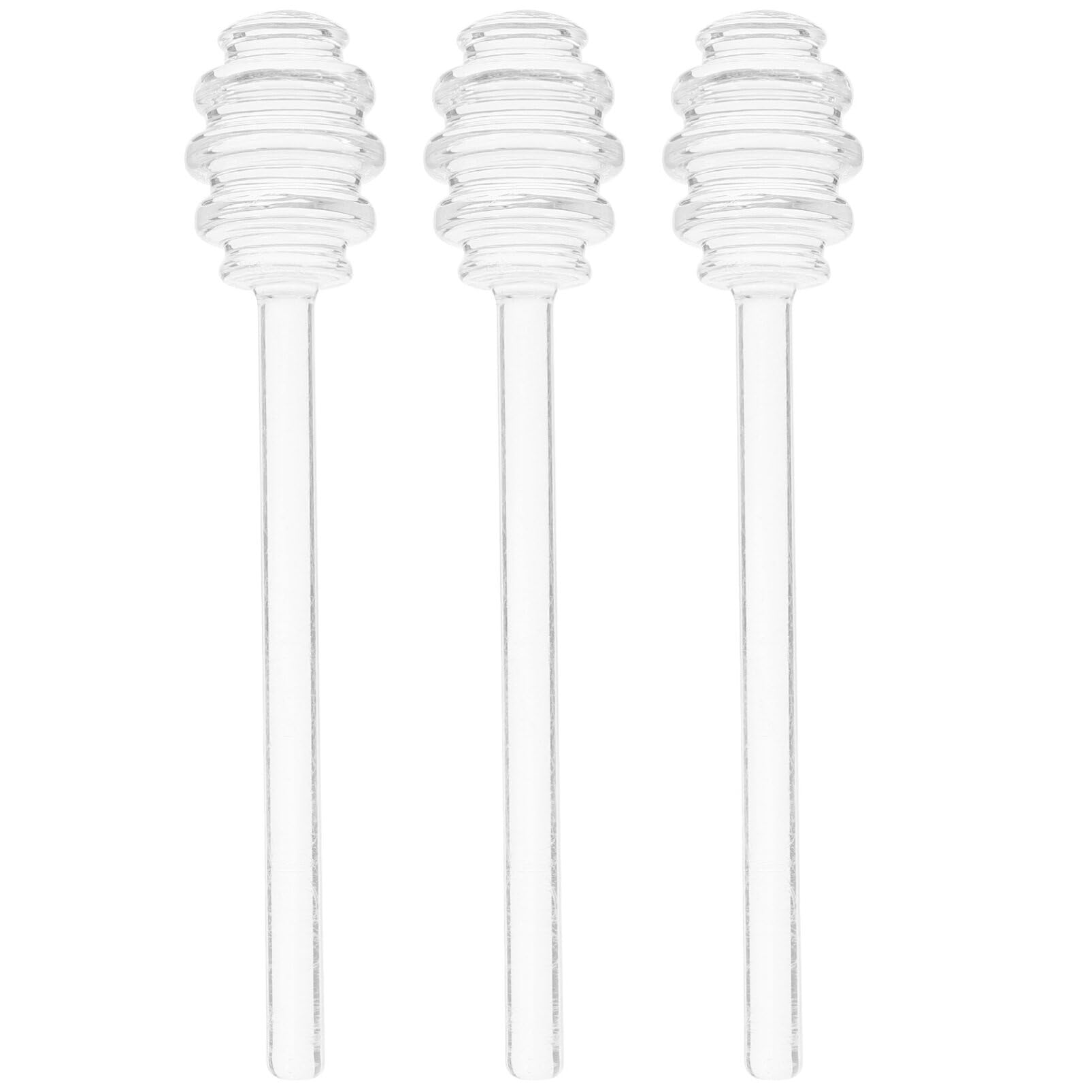 Tofficu 3Pcs Glass Honey Dipper Sticks, Clear Honey and Syrup Dippers, Reusable Honey Stirrer Stick Honey Jam Syrup Stirring Wand for Honey Jar Dispense Pot Jar Containers