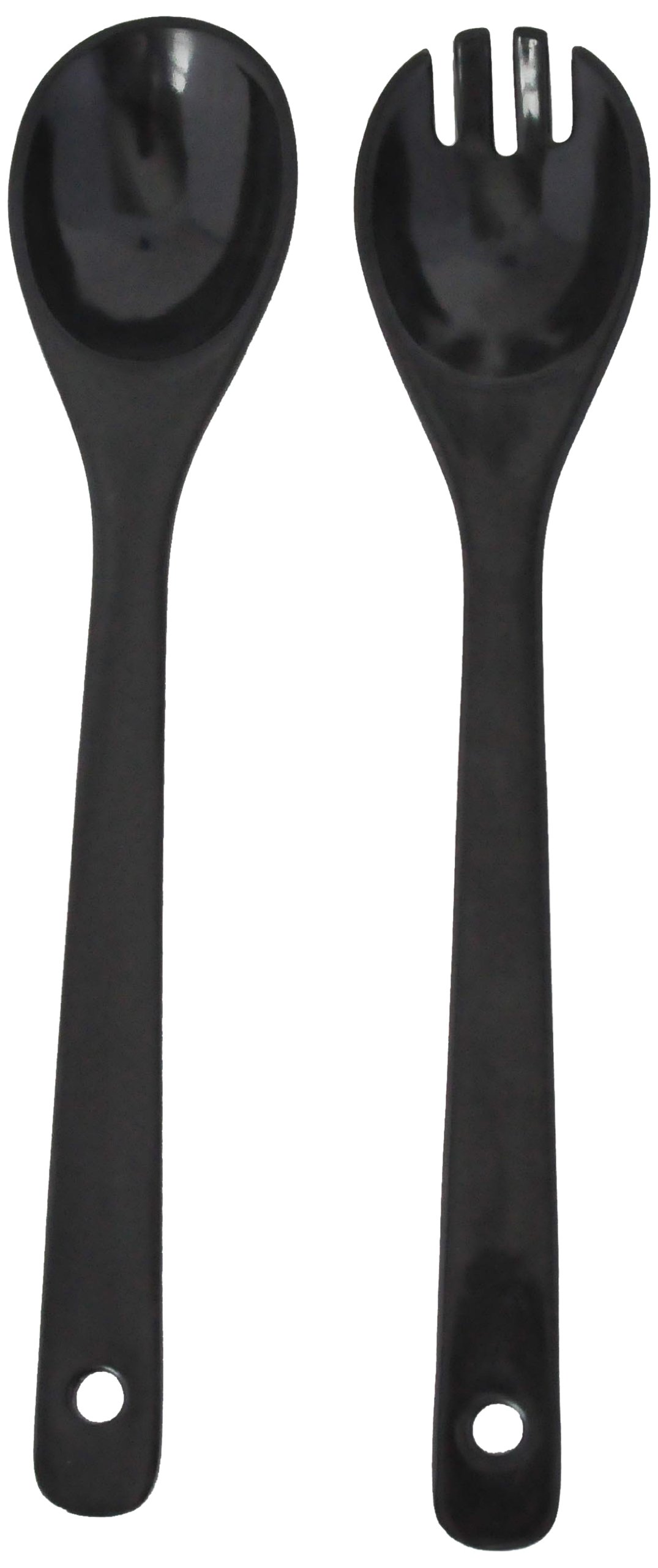 Eco Bamboo Salad Fork and Spoon Set, Black