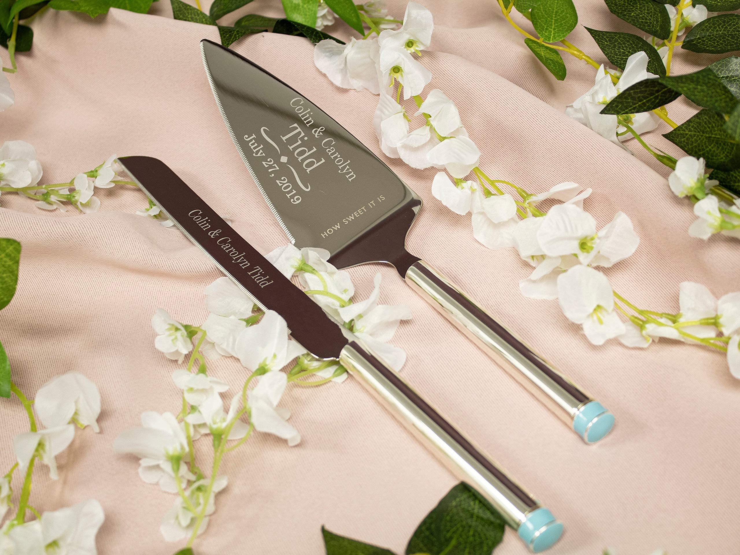 Kate Spade Bridal Take the Cake Personalized Wedding Cake Knife and Server Set, Custom Engraved Wedding Cake Cutting Set, Accessories and Gifts for the Bride and Groom