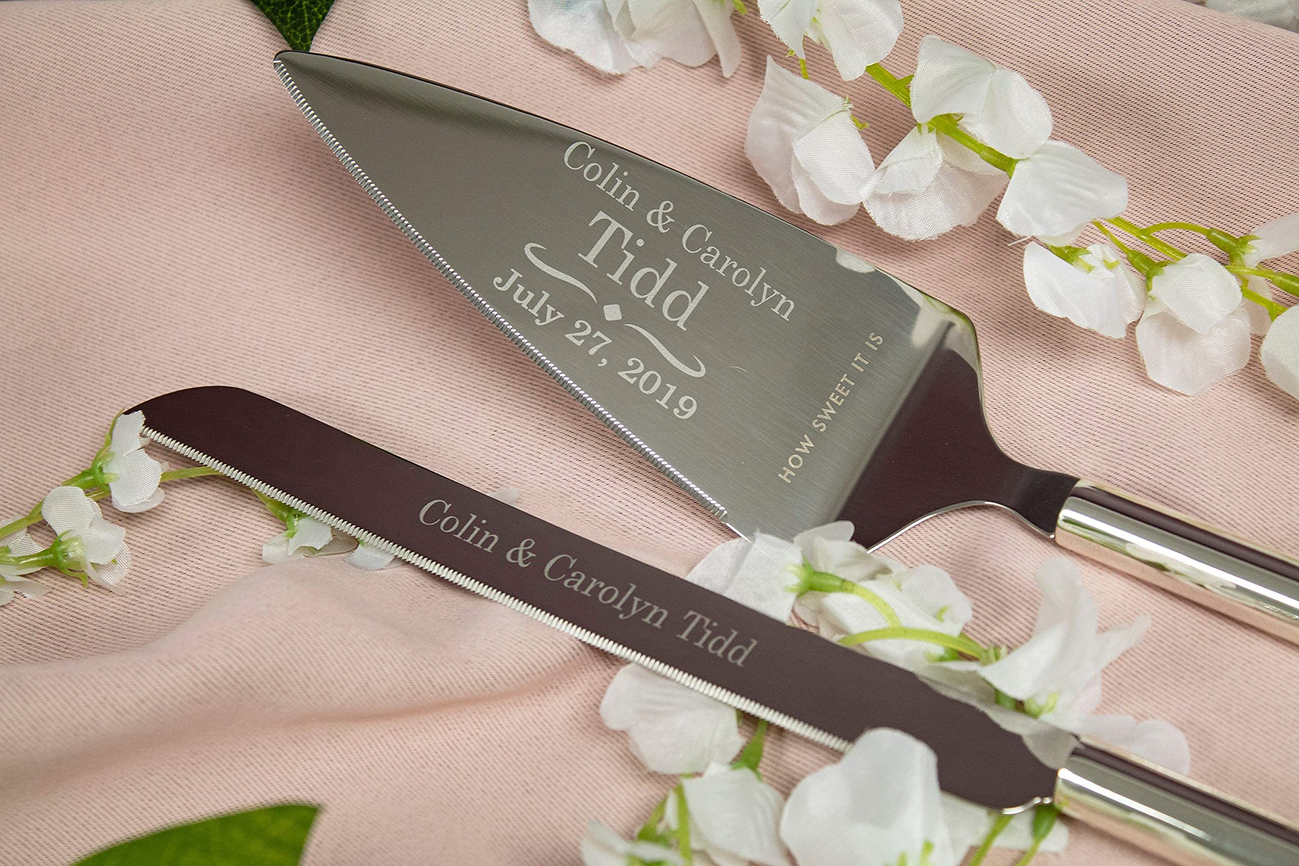 Kate Spade Bridal Take the Cake Personalized Wedding Cake Knife and Server Set, Custom Engraved Wedding Cake Cutting Set, Accessories and Gifts for the Bride and Groom