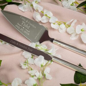 Kate Spade Bridal Take the Cake Personalized Wedding Cake Knife and Server Set, Custom Engraved Wedding Cake Cutting Set, Accessories and Gifts for the Bride and Groom