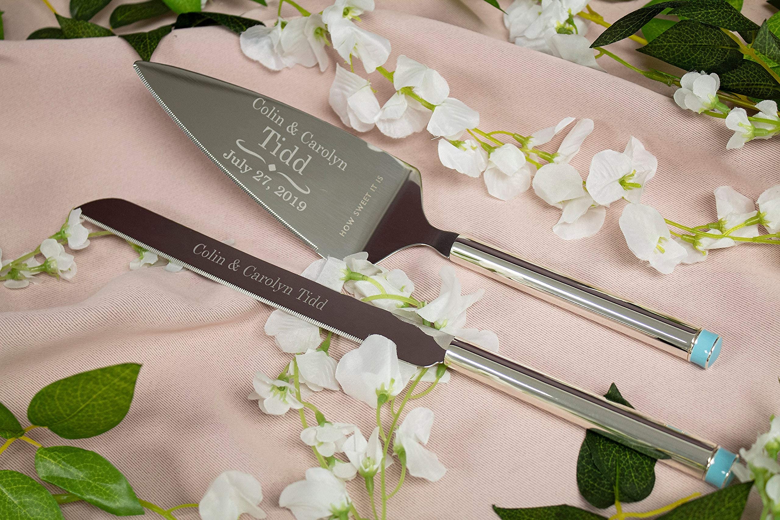 Kate Spade Bridal Take the Cake Personalized Wedding Cake Knife and Server Set, Custom Engraved Wedding Cake Cutting Set, Accessories and Gifts for the Bride and Groom