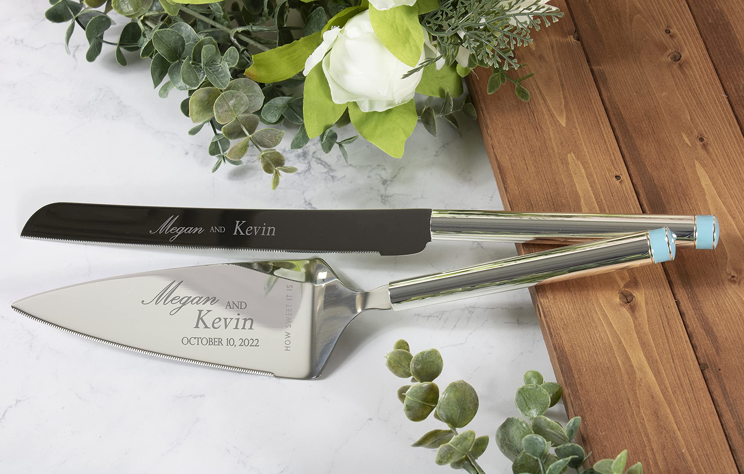 Kate Spade Bridal Take the Cake Personalized Wedding Cake Knife and Server Set, Custom Engraved Wedding Cake Cutting Set, Accessories and Gifts for the Bride and Groom