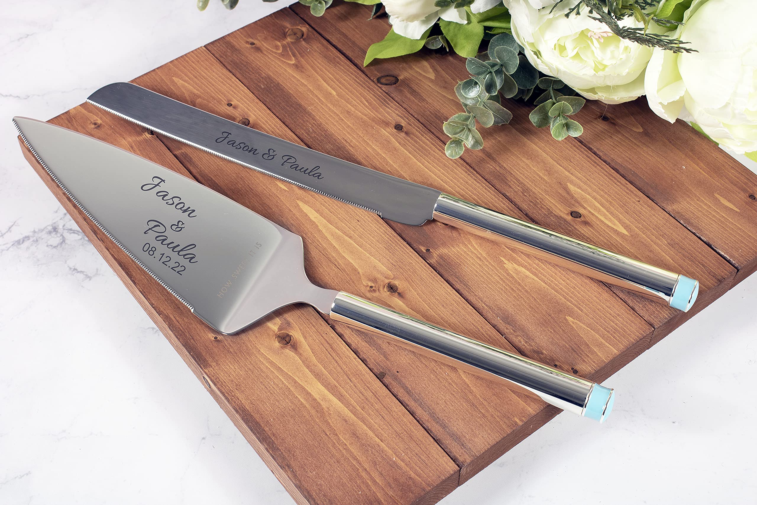 Kate Spade Bridal Take the Cake Personalized Wedding Cake Knife and Server Set, Custom Engraved Wedding Cake Cutting Set, Accessories and Gifts for the Bride and Groom