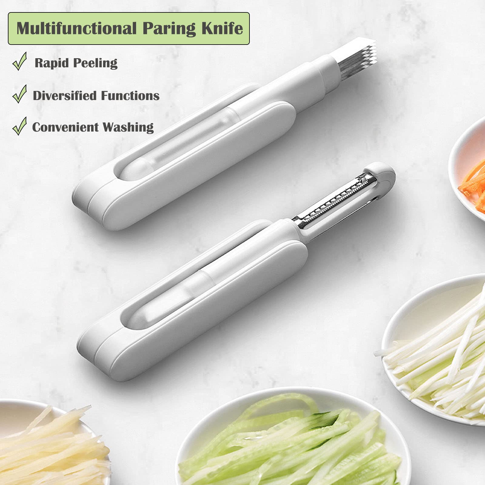 3 in 1 Multifunctional Rotary Paring Knife & Egg Shell Opener, 360°Rotating Peeler and Grater for Vegetable and Fruit