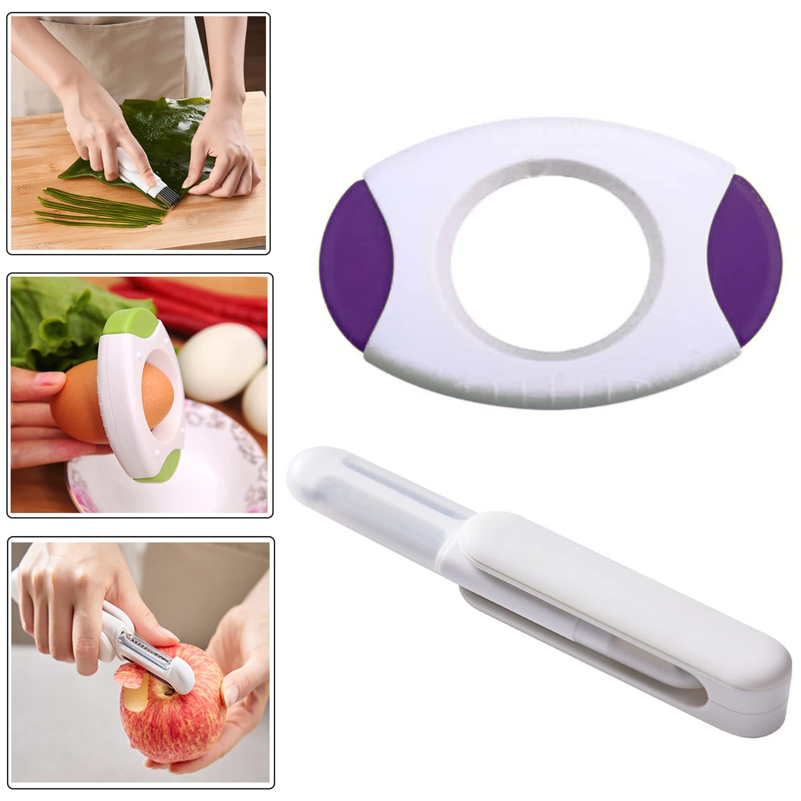 3 in 1 Multifunctional Rotary Paring Knife & Egg Shell Opener, 360°Rotating Peeler and Grater for Vegetable and Fruit