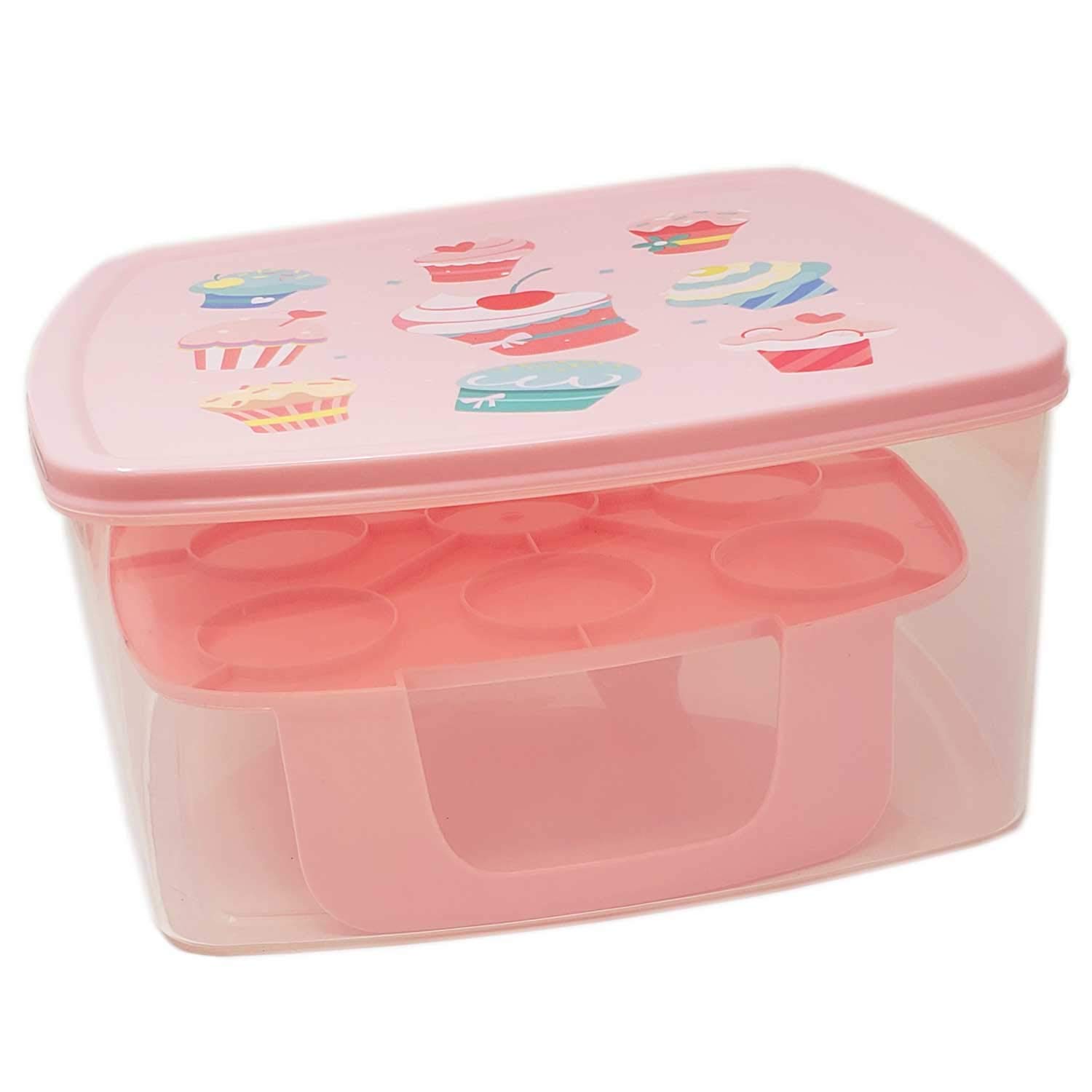 Lavo Home Cake & Cupcake Carrier/Storage Container Holds up to 8 inch 2-layer cake, Pink & Clear - Transports Cakes, Pies, Muffins or Other Desserts - Freezer & Dishwasher Safe