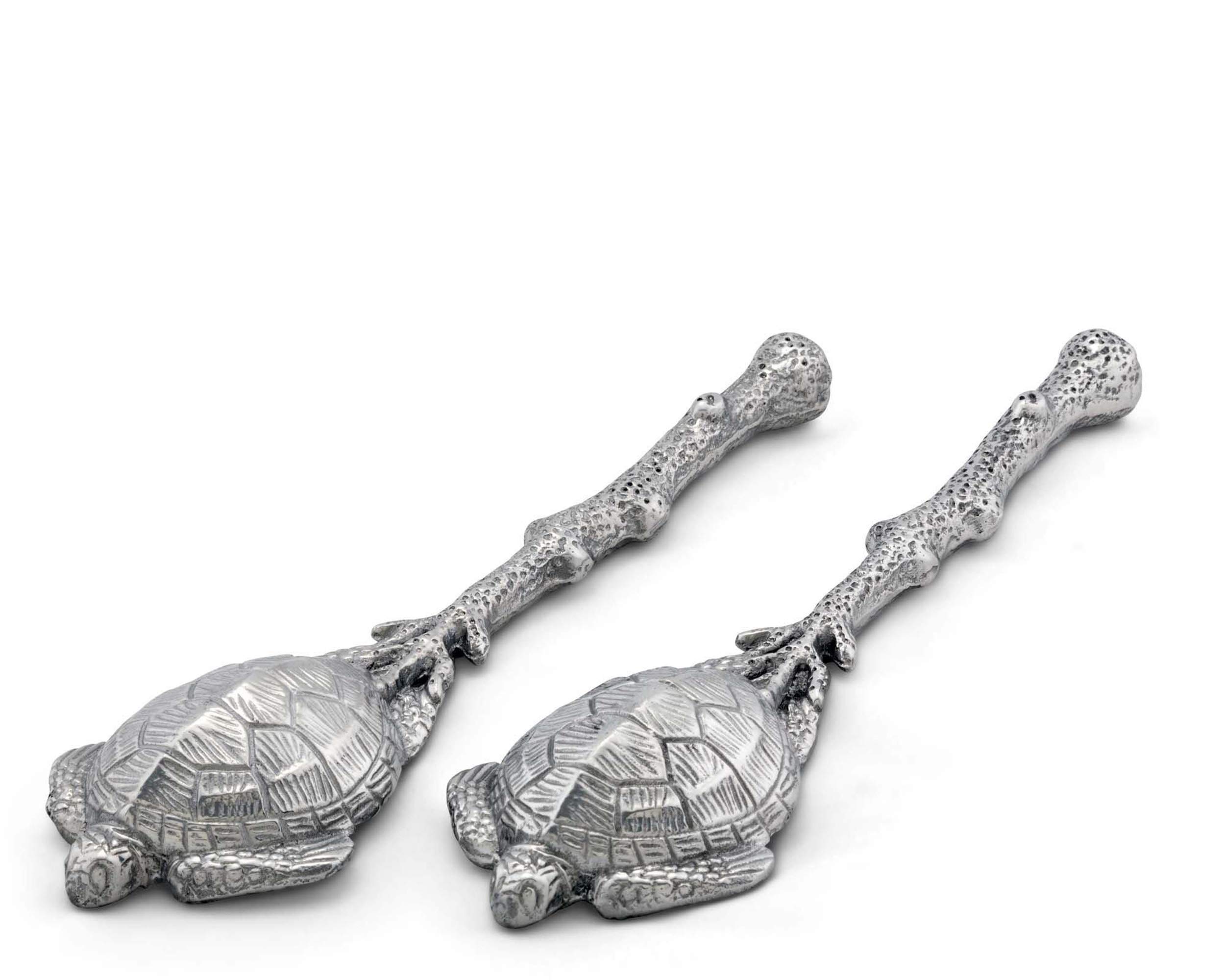 Arthur Court Salad Servers Sea Turtle Metal Pair Ocean Coastal Table 2 pieces Cast Aluminum 11.5 inch Long