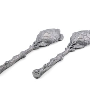 Arthur Court Salad Servers Sea Turtle Metal Pair Ocean Coastal Table 2 pieces Cast Aluminum 11.5 inch Long