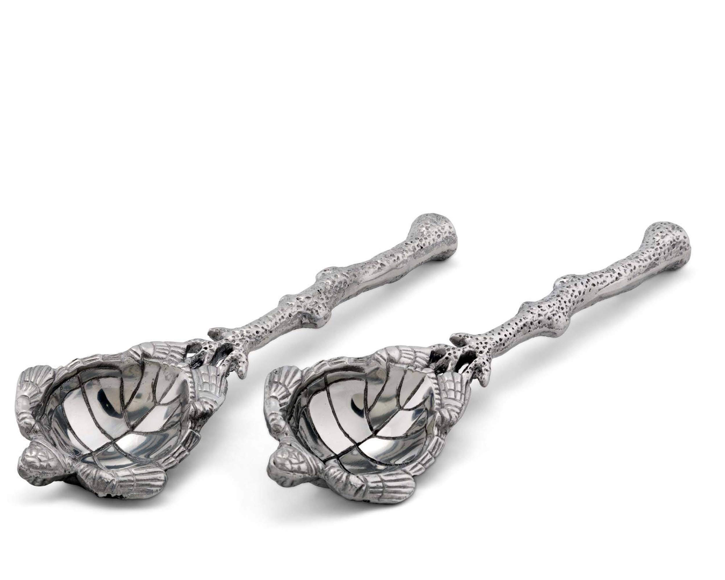 Arthur Court Salad Servers Sea Turtle Metal Pair Ocean Coastal Table 2 pieces Cast Aluminum 11.5 inch Long