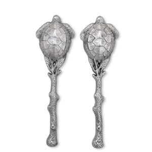 Arthur Court Salad Servers Sea Turtle Metal Pair Ocean Coastal Table 2 pieces Cast Aluminum 11.5 inch Long