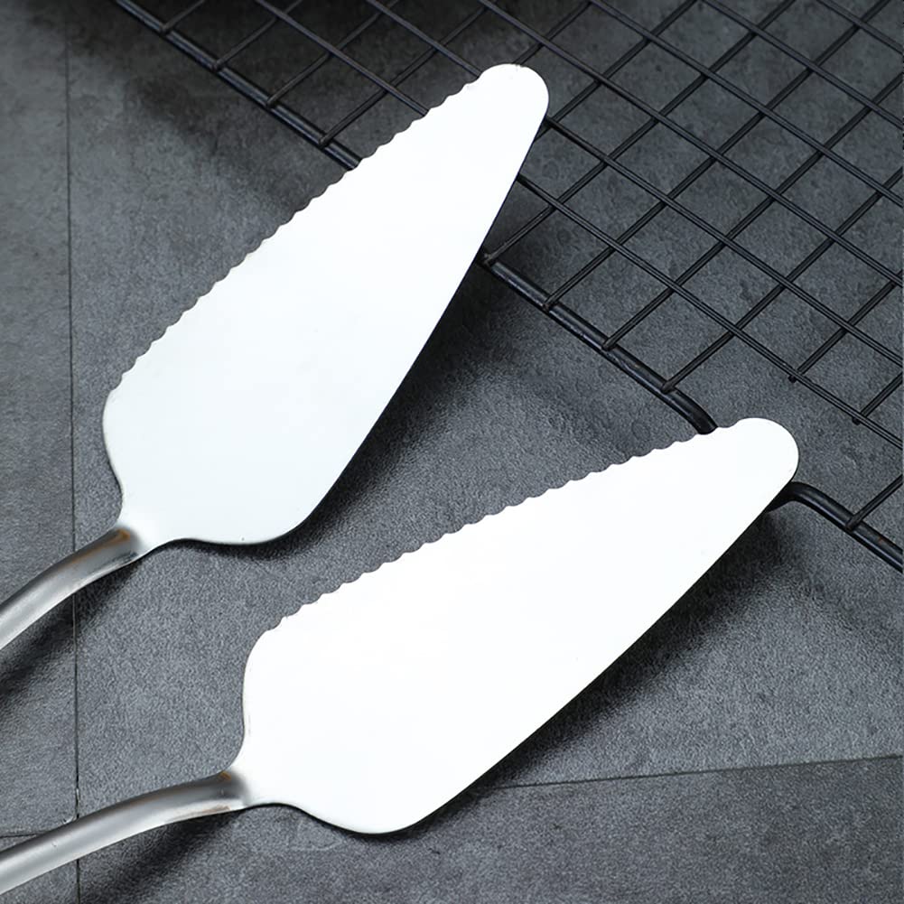 ccHuDE 3 Pcs Stainless Steel Cake Server Spatula Pie Cutting Spatula Serrated Edge Cutter Spatula Dessert Server Utensil for Party Appetizer