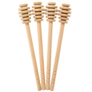 honey dipperz 4 pack - 6" inches long (16cm) wooden honey dipper drizzler stirring stick, spoon rod muddler dispense