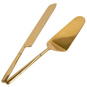 koyal wholesale modern cake server set - 2-piece gold wedding cake cutter & server with handle