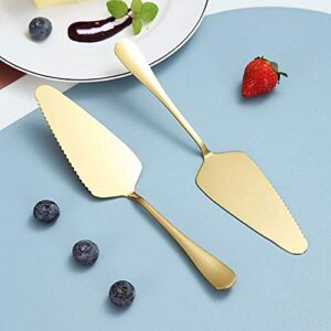 Lazycloud Golden Cake Pie Server, Wedding Cake Knife and Server Set,2 Pieces