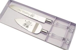 unique our wedding cake knife and server set acrylic crystal handle -cuchillos y pala