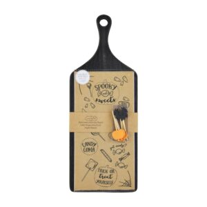 mud pie halloween cheese board set, 18" x 7" black