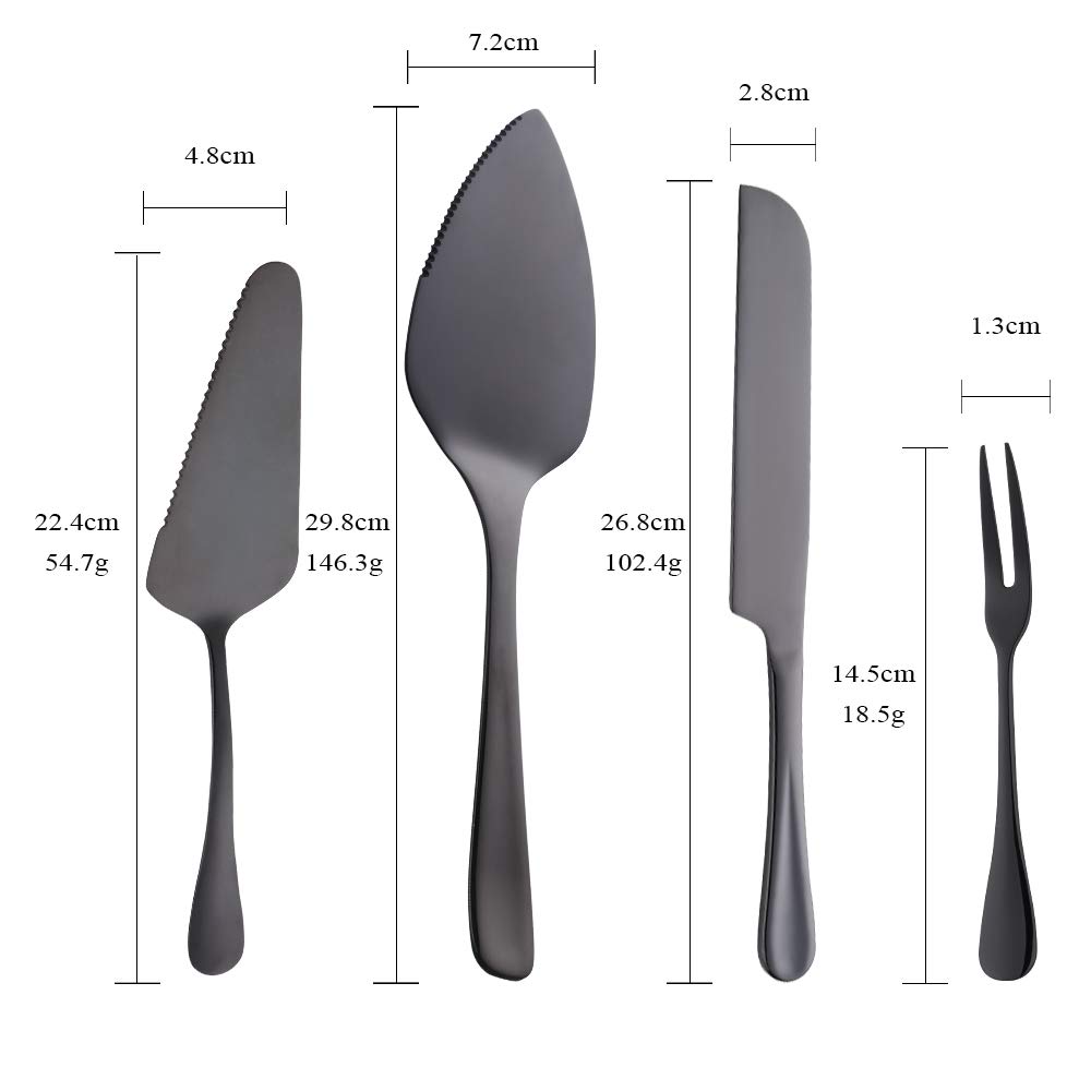 Cake Server Set,Black 18/8 （304）Stainless Steel Cake Shovel,Cake Knife&Dessert Fork/Cake Cutting Sets for Wedding,Anniversary,Party Supplies by BUY THINGS!