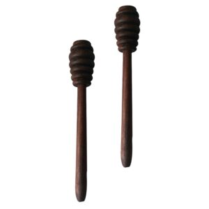 doitool 2pcs black walnut wood honey dipper honey spoons stick honeycomb sticks honey stirrer honey wand for honey jar dispense drizzle honey party favors