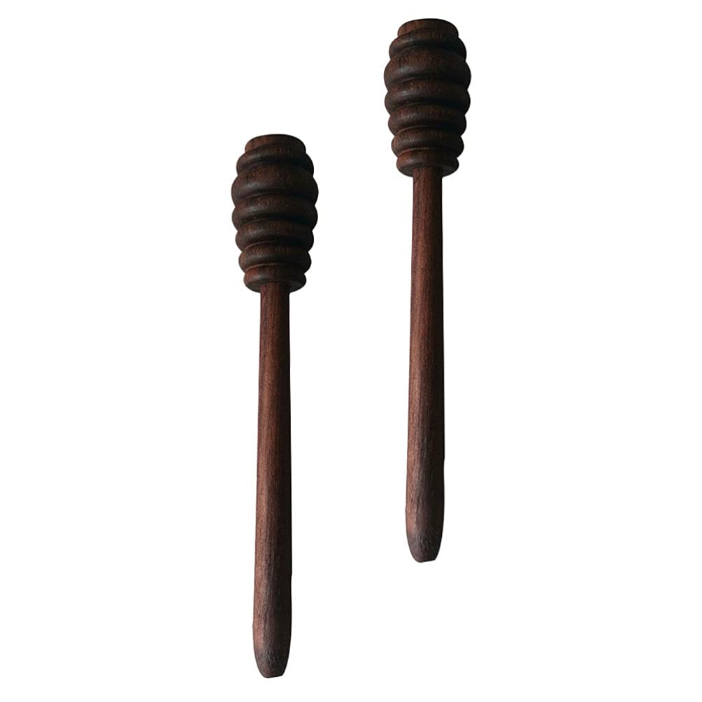 DOITOOL 2pcs Black Walnut Wood Honey Dipper Honey Spoons Stick Honeycomb Sticks Honey Stirrer Honey Wand for Honey Jar Dispense Drizzle Honey Party Favors