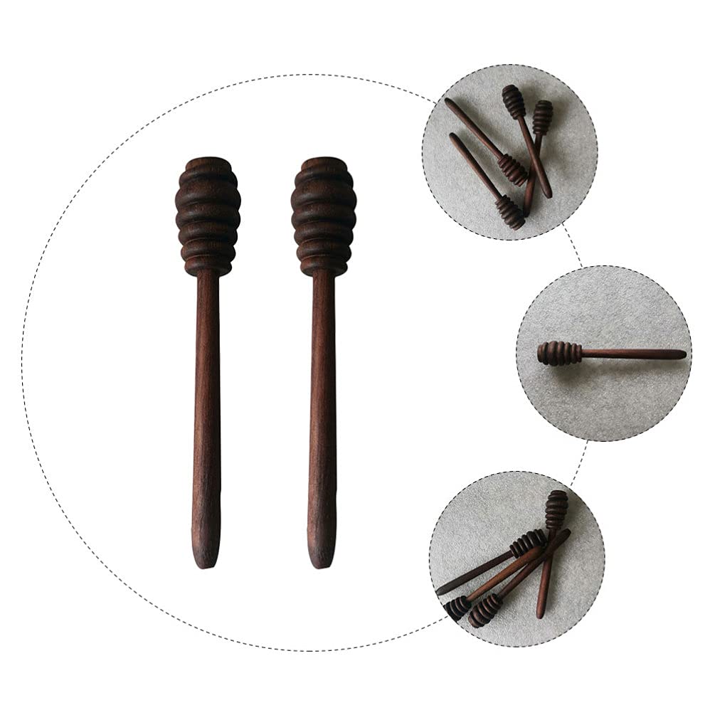 DOITOOL 2pcs Black Walnut Wood Honey Dipper Honey Spoons Stick Honeycomb Sticks Honey Stirrer Honey Wand for Honey Jar Dispense Drizzle Honey Party Favors