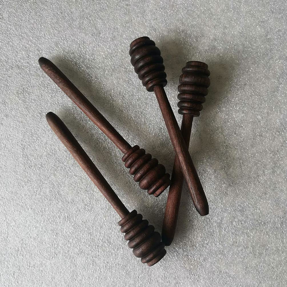 DOITOOL 2pcs Black Walnut Wood Honey Dipper Honey Spoons Stick Honeycomb Sticks Honey Stirrer Honey Wand for Honey Jar Dispense Drizzle Honey Party Favors