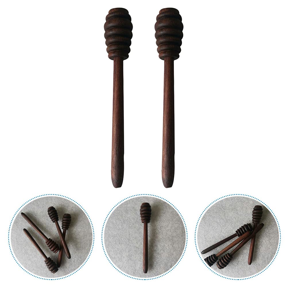 DOITOOL 2pcs Black Walnut Wood Honey Dipper Honey Spoons Stick Honeycomb Sticks Honey Stirrer Honey Wand for Honey Jar Dispense Drizzle Honey Party Favors