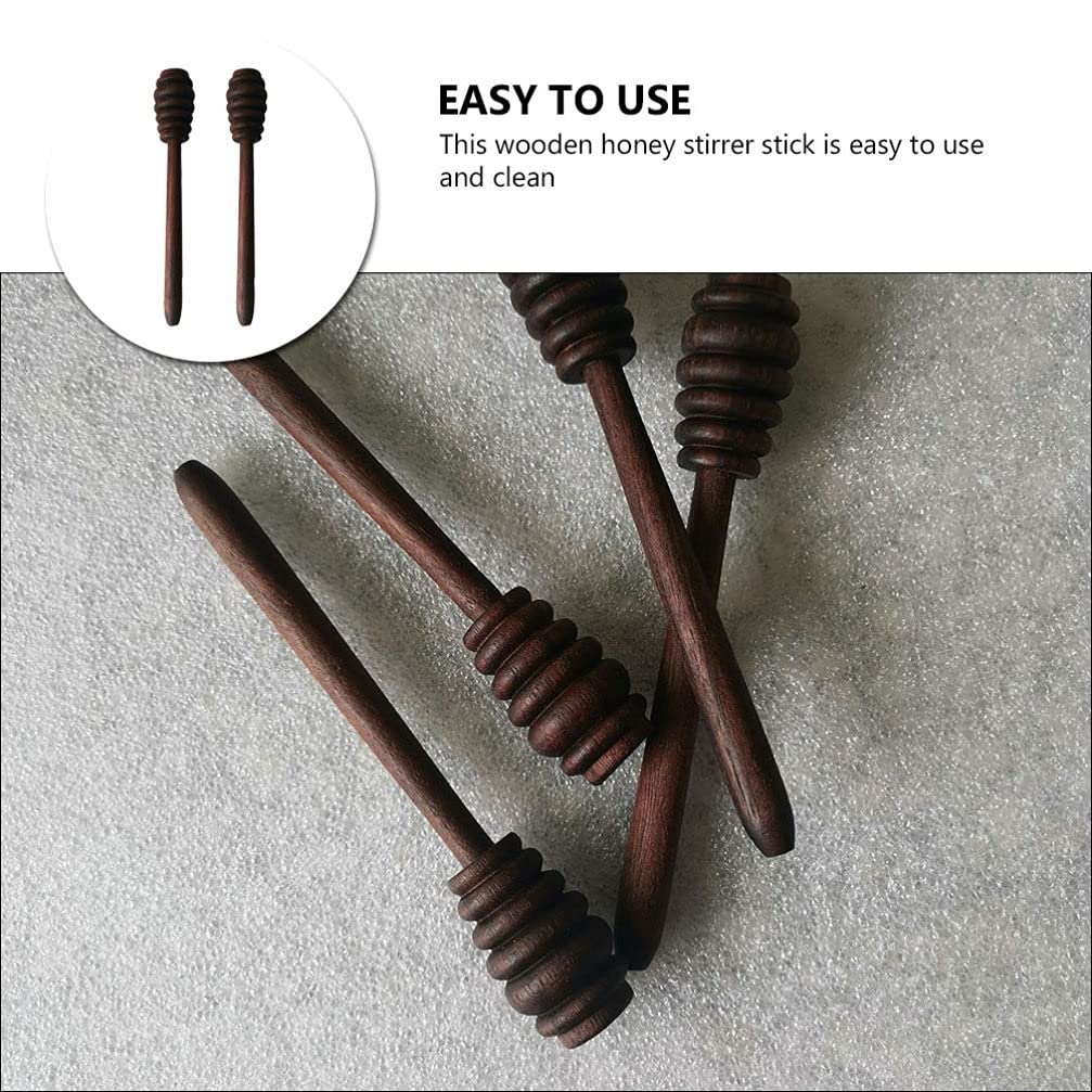 DOITOOL 2pcs Black Walnut Wood Honey Dipper Honey Spoons Stick Honeycomb Sticks Honey Stirrer Honey Wand for Honey Jar Dispense Drizzle Honey Party Favors