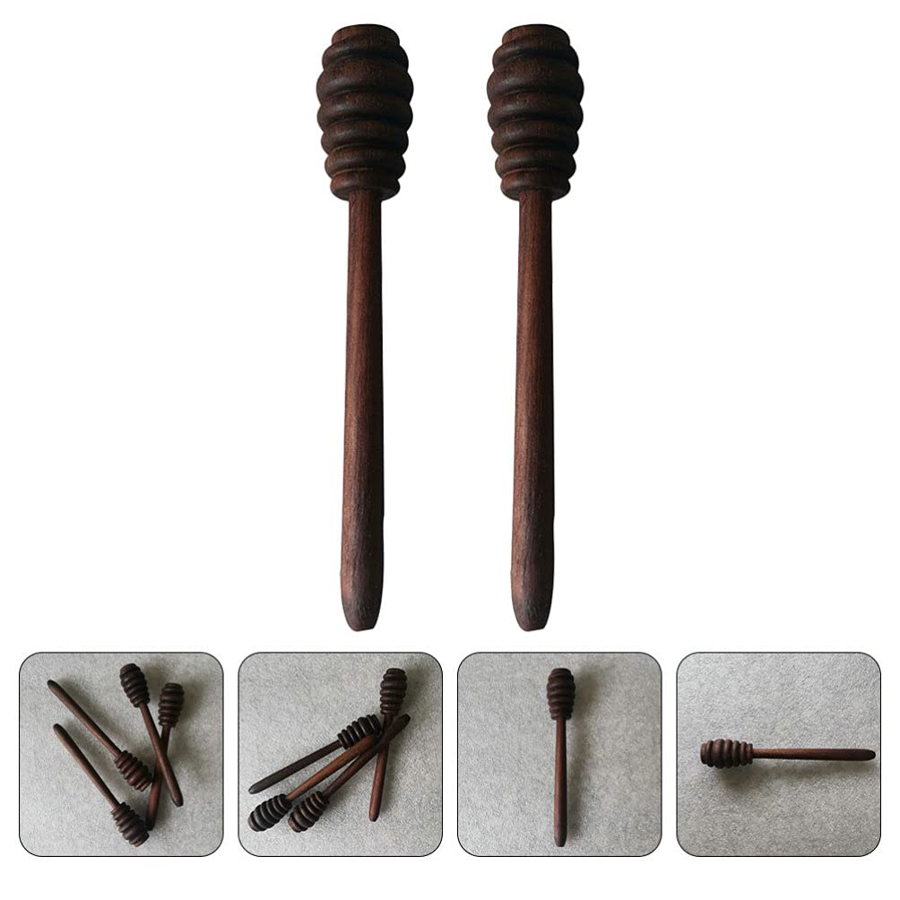 DOITOOL 2pcs Black Walnut Wood Honey Dipper Honey Spoons Stick Honeycomb Sticks Honey Stirrer Honey Wand for Honey Jar Dispense Drizzle Honey Party Favors