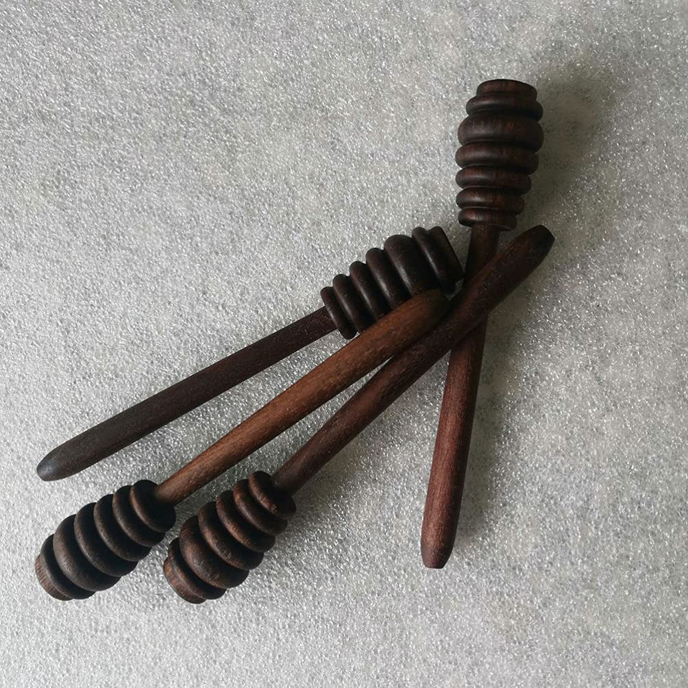 DOITOOL 2pcs Black Walnut Wood Honey Dipper Honey Spoons Stick Honeycomb Sticks Honey Stirrer Honey Wand for Honey Jar Dispense Drizzle Honey Party Favors