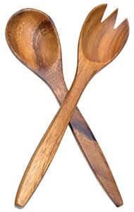 pacific merchants acacia wood salad servers, 12" x 2.5"