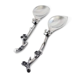 Arthur Court Designs Aluminum Dogwood Pattern Salad Serving Set, Salad Servers, Salad Spoon, Salad Fork 10.75 inch Long