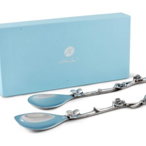 Arthur Court Designs Aluminum Dogwood Pattern Salad Serving Set, Salad Servers, Salad Spoon, Salad Fork 10.75 inch Long