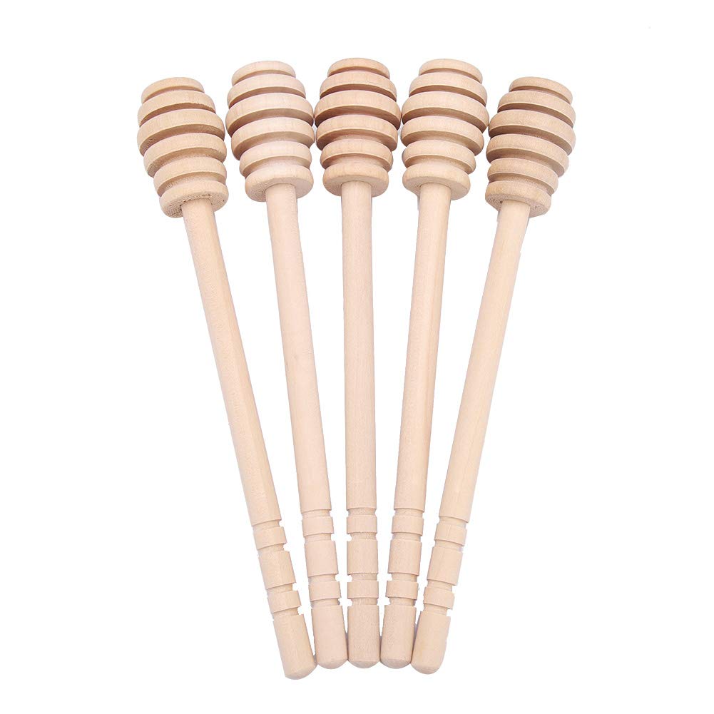 TOPINCN Wooden Jam Honey Dippers Stick Syrup Spoon Dip Drizzler Bee Marmalade Server Stir Stick Stirring Rod Kitchen Gadgets 24Pcs(16cm)