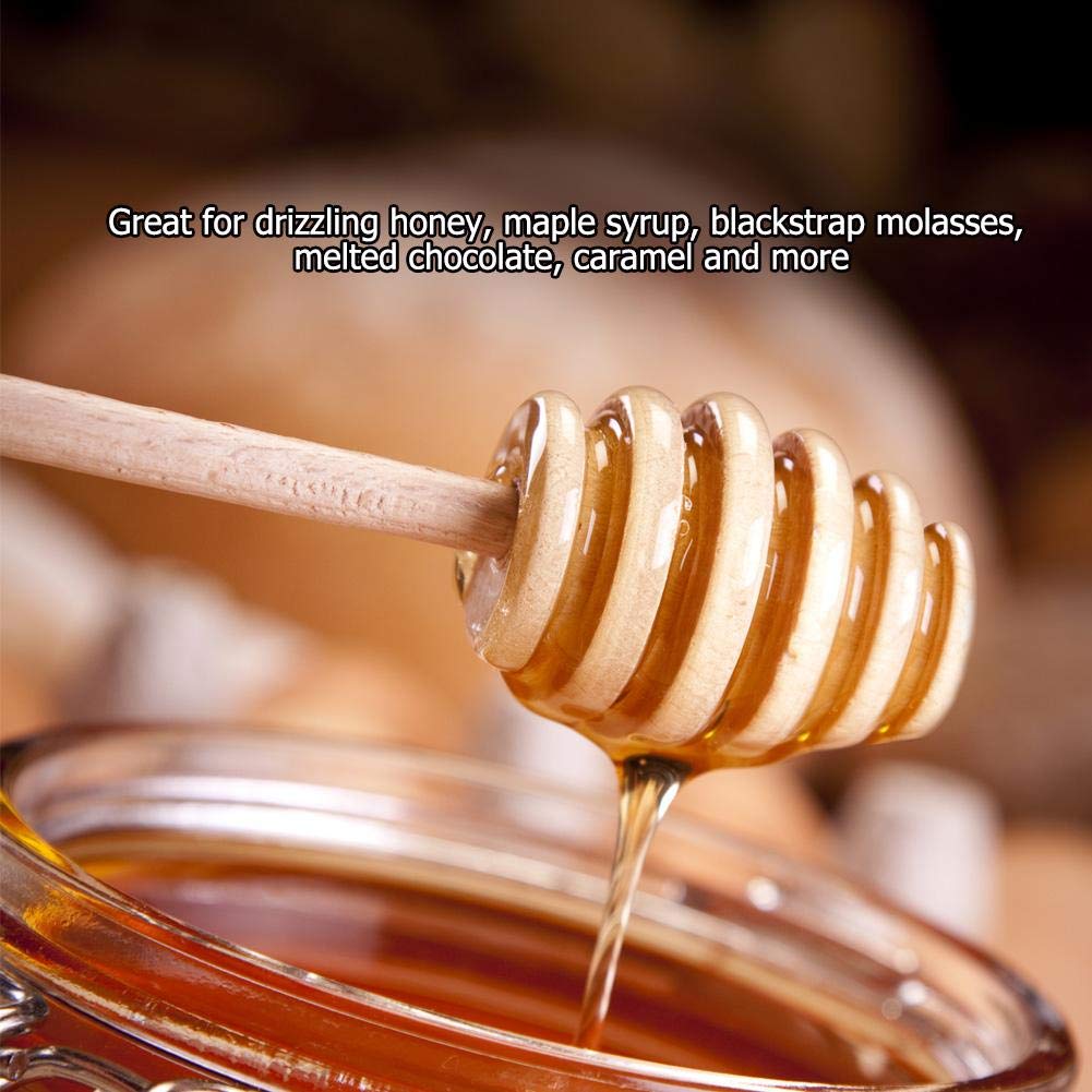 TOPINCN Wooden Jam Honey Dippers Stick Syrup Spoon Dip Drizzler Bee Marmalade Server Stir Stick Stirring Rod Kitchen Gadgets 24Pcs(16cm)