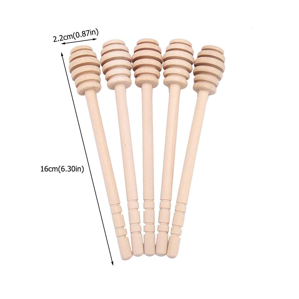 TOPINCN Wooden Jam Honey Dippers Stick Syrup Spoon Dip Drizzler Bee Marmalade Server Stir Stick Stirring Rod Kitchen Gadgets 24Pcs(16cm)