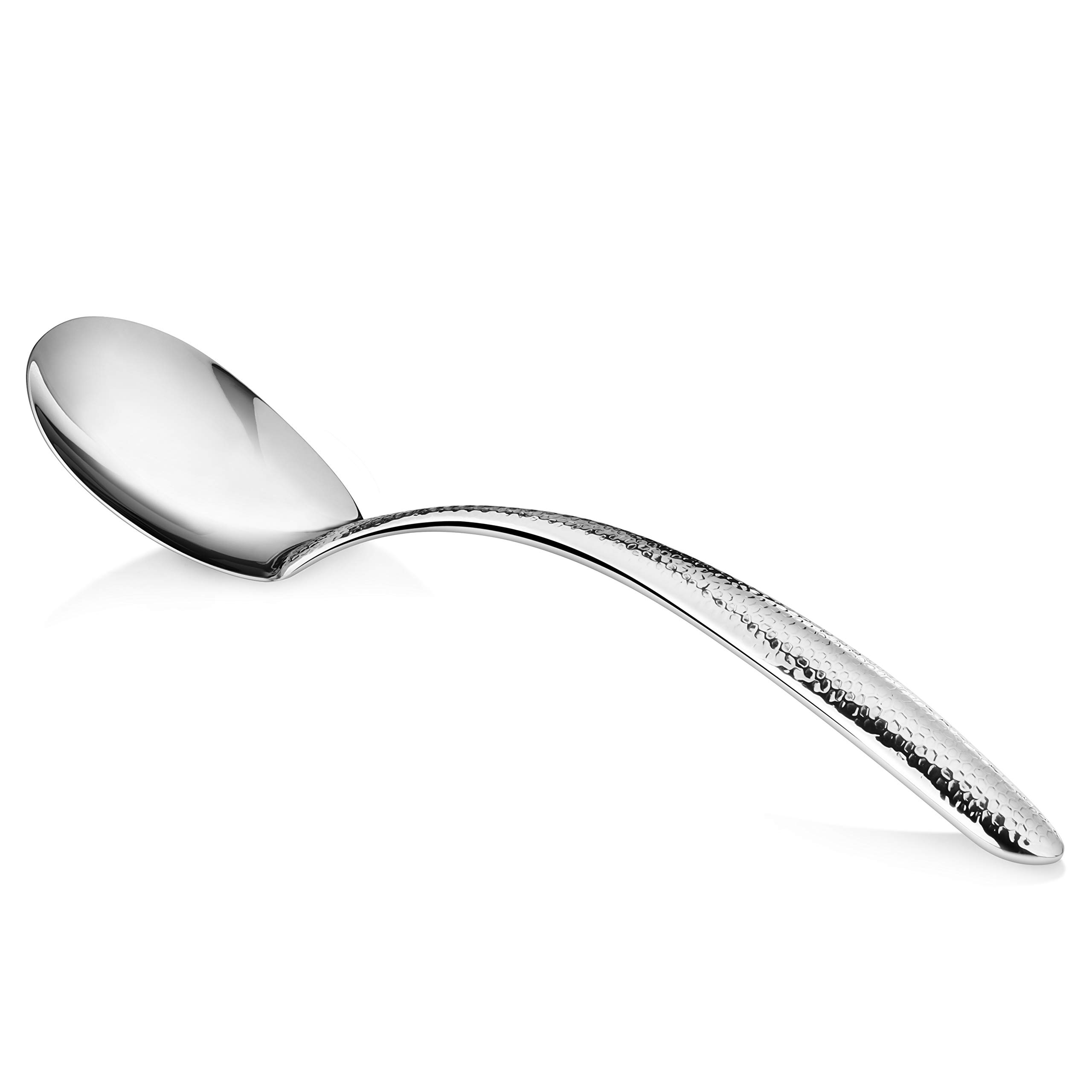 New Star Foodservice Mars Collection, Stainless Steel, 18/8 Hammered Hollow Handle Serving Spoon, 12.8-Inch