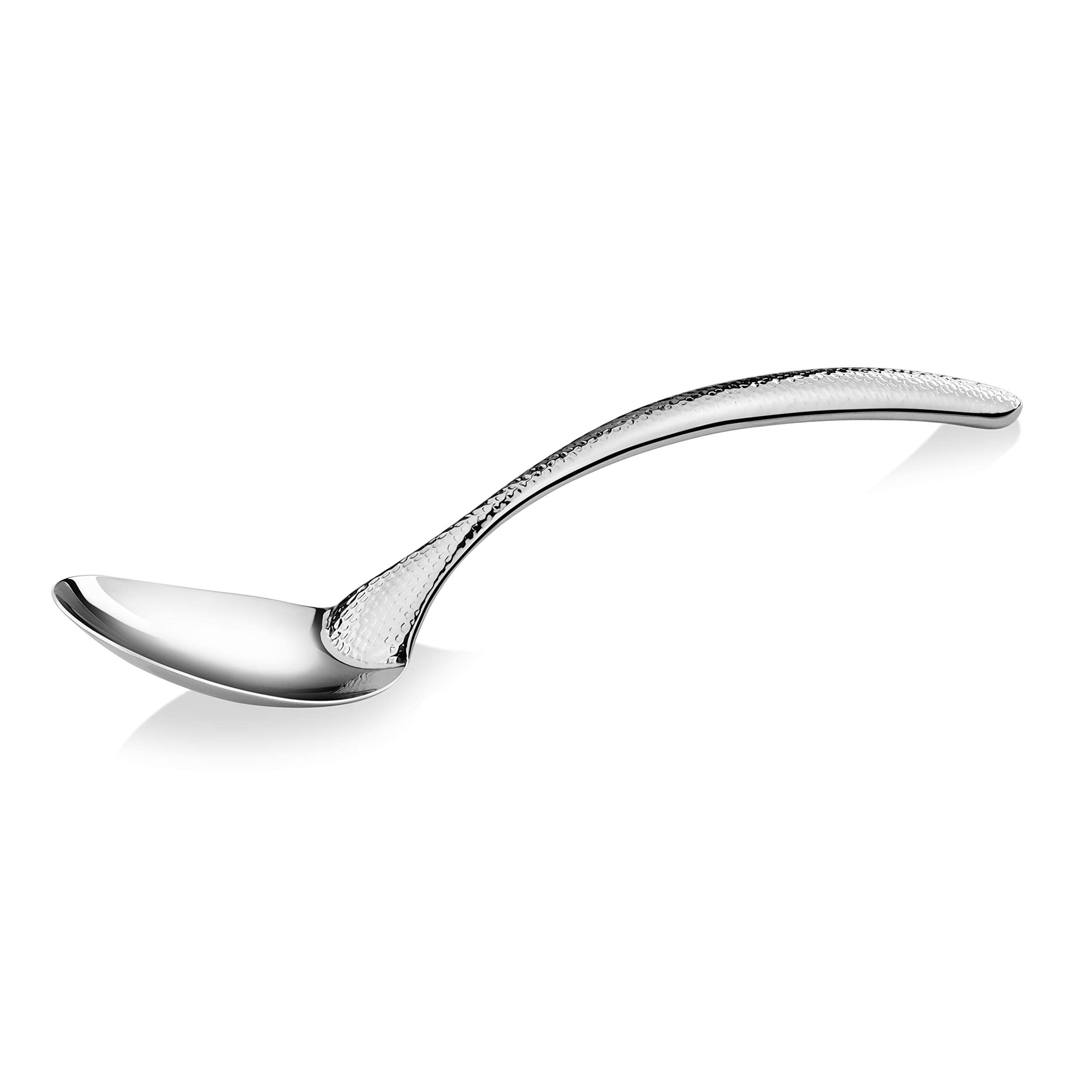 New Star Foodservice Mars Collection, Stainless Steel, 18/8 Hammered Hollow Handle Serving Spoon, 12.8-Inch